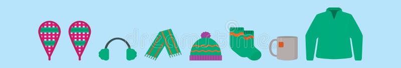Set of Winter Essential Cartoon Icon Design Template with Various ...