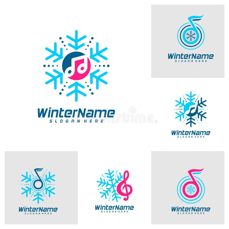 Set of Winter Music Logo Template, Winter Logo Design Vector Stock ...