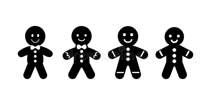 Set of Winter Silhouettes in Black, Outline. Gingerbread Gingerbread ...