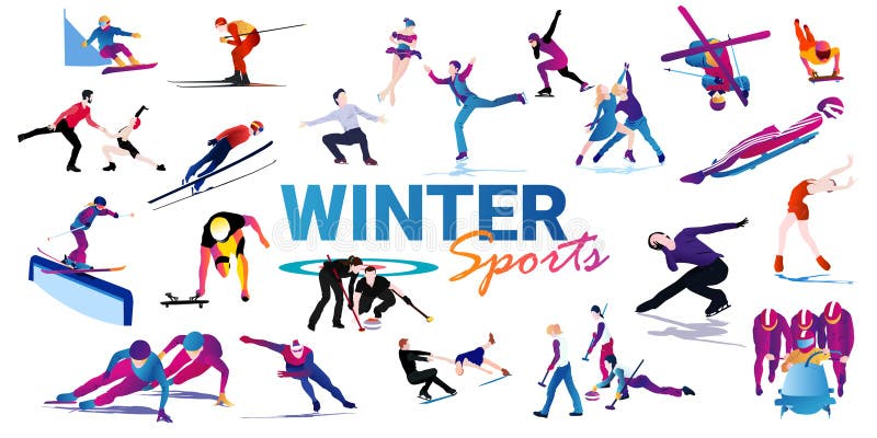 Winter Sports in Flat Style Isolated on White Background Stock Vector ...