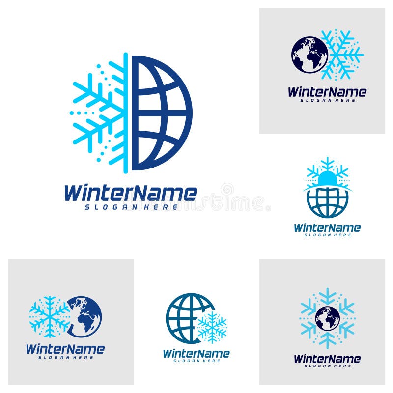 Set of Winter World Logo Template, Winter Logo Design Vector Stock ...