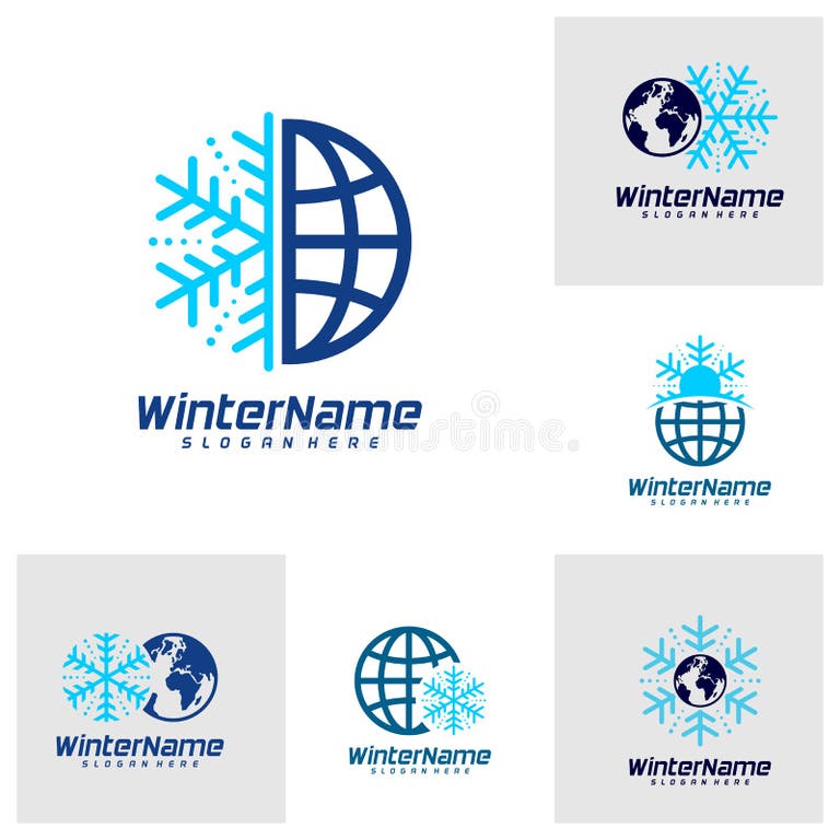 Set of Winter World Logo Template, Winter Logo Design Vector Stock ...