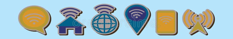 Set of Wireless Cartoon Icon Design Template with Various Models ...