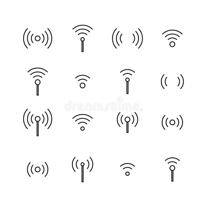 Set of Wireless Icons from Thin Lines, Vector Illustration Stock Vector ...