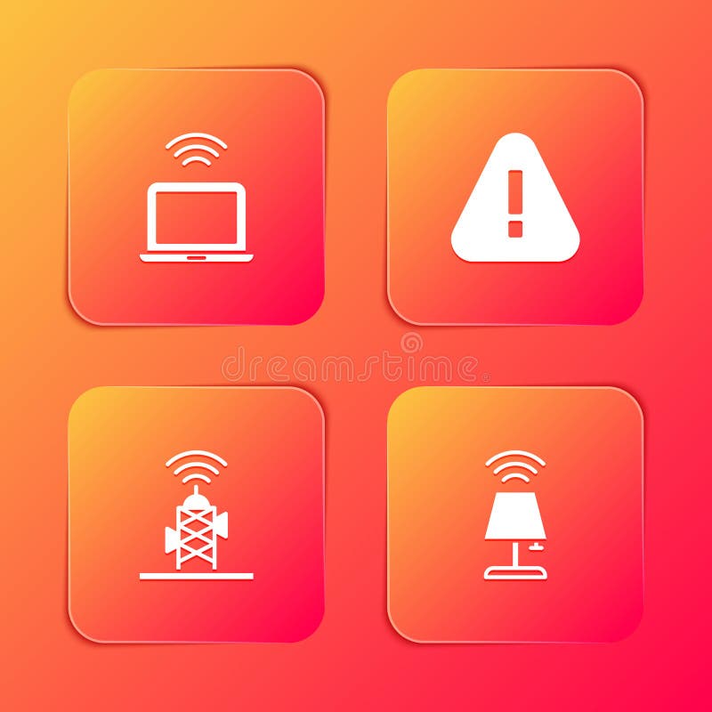 Set Wireless Laptop, Exclamation Mark in Triangle, Antenna and Smart ...