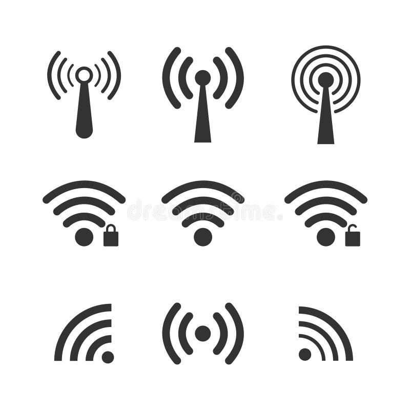 Big Set Wireless and Wifi Icons. Best Collection Stock Vector ...