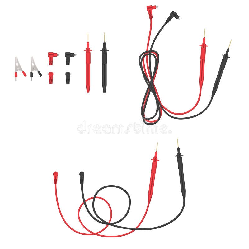 Set of Wires with Probes for Multimeter. Stock Vector - Illustration of ...