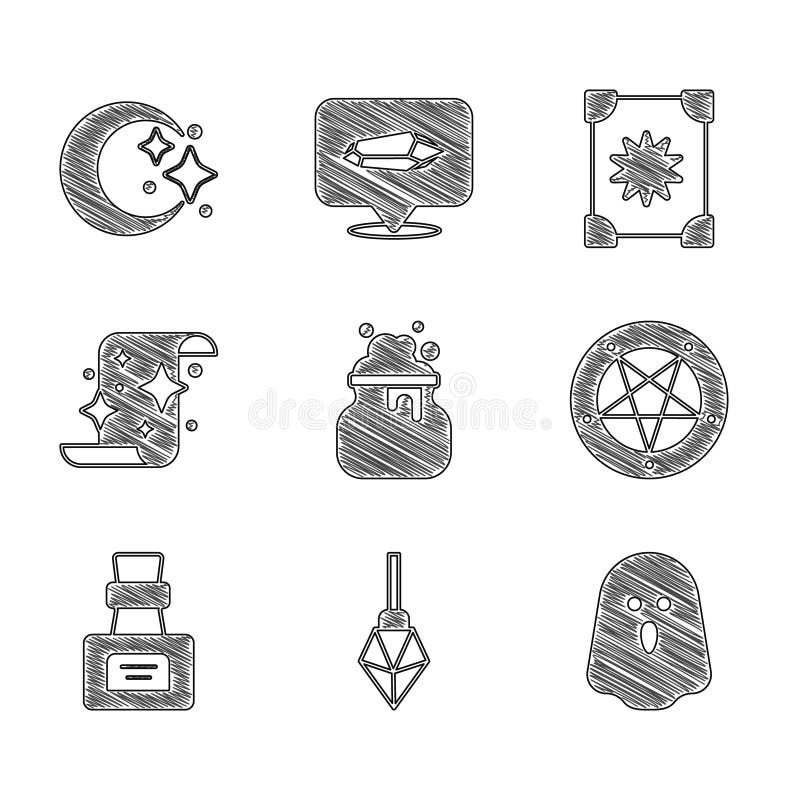 Parchment Scroll Ghost Stone Pentagram Stock Illustrations – 2 ...