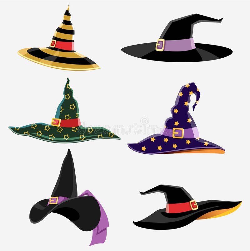 Set of Wizard Hats on a White Background. Hats of the Wizard. Stock ...