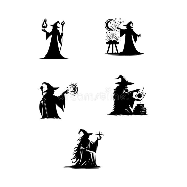 Set of wizard icons stock vector. Illustration of calligraphy - 363285475