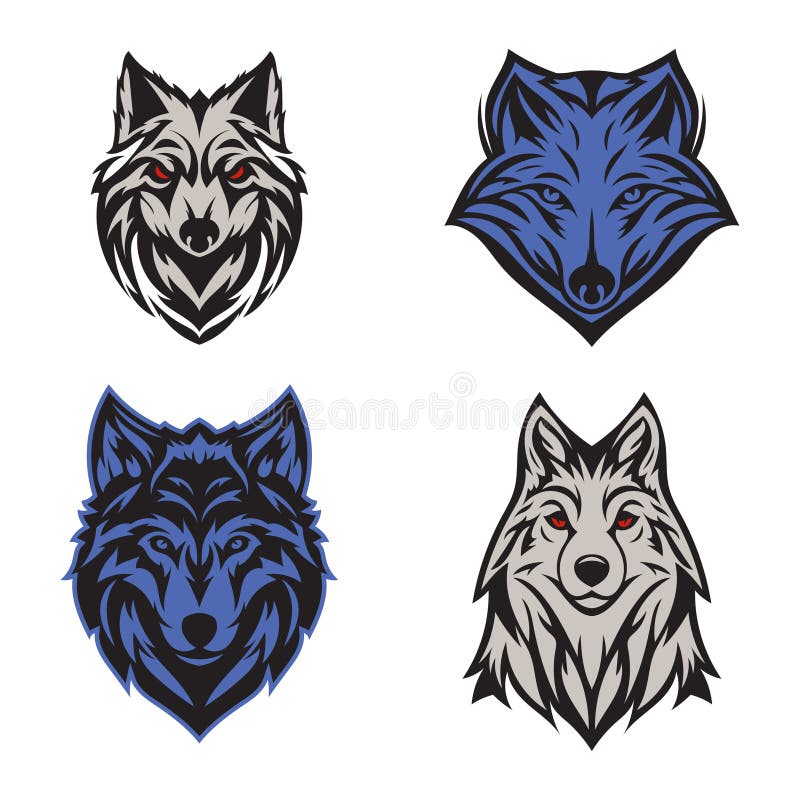 Set Wolf Logo. Wolf Mascot Esport Logo Design Stock Illustration ...