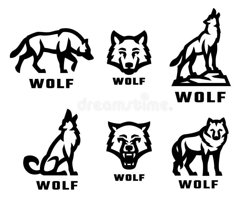 A set of wolf logos. stock illustration. Illustration of wildlife ...