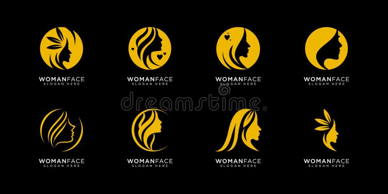 Set of Woman Face Logo Vector Design Template Stock Vector ...
