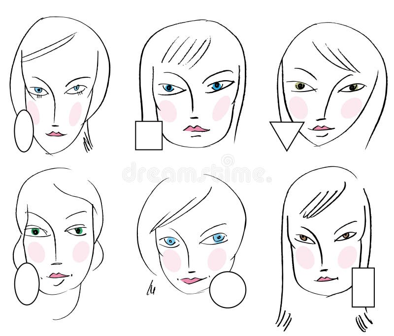 Various Types of Female Faces. Set of Different Face Shapes Stock ...