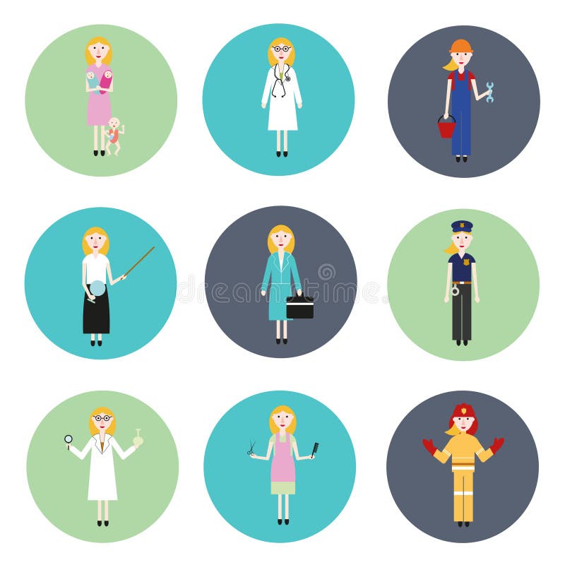 Set of Women of Different Professions Stock Vector - Illustration of ...
