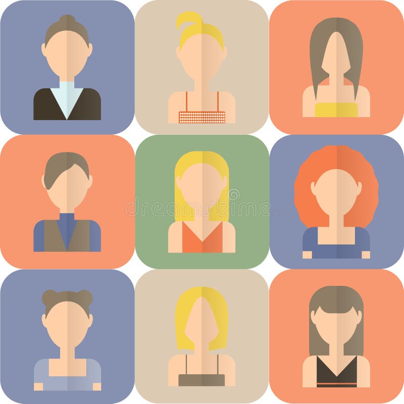 Set of women flat icons. stock vector. Illustration of education - 58304940