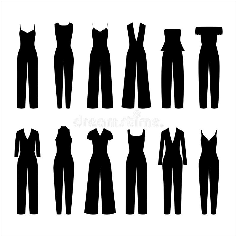Set of Women Overalls, Vector Illustration Stock Vector - Illustration ...