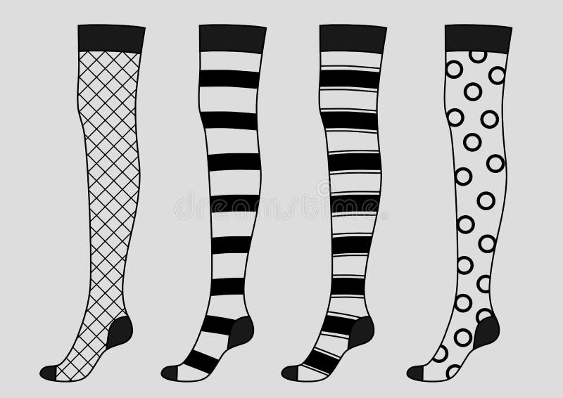 Set of Women`s Stockings on the Leg. Different Patterns Stock Vector ...