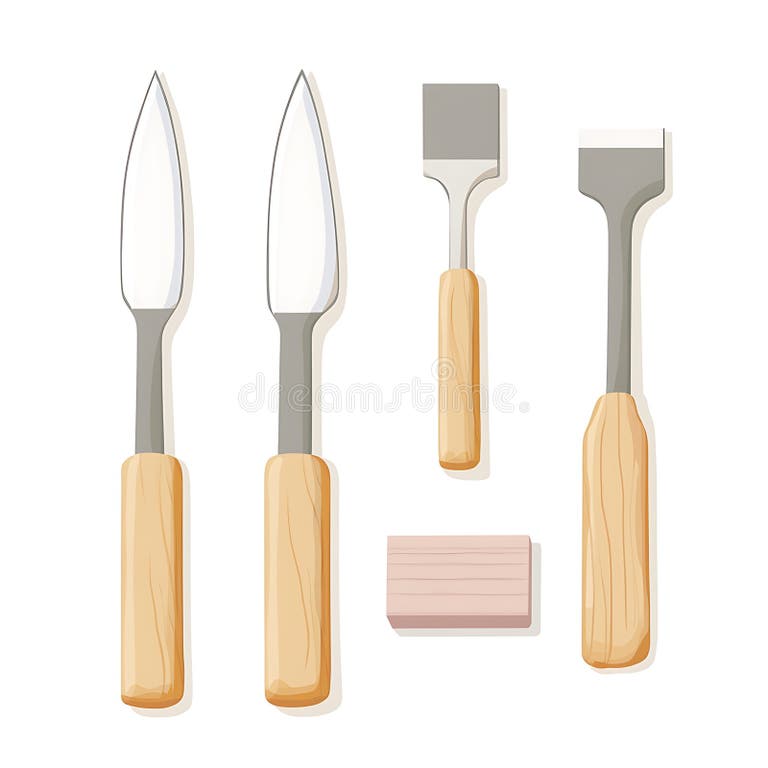 Set of Wood Carving Tools Chisels and Gouges with Wooden Handles Stock ...