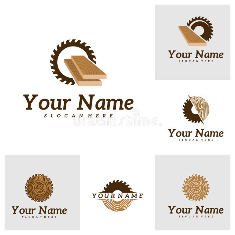 Set of Wood Cutter Logo Design Template. Creative Wood Logo Vector ...
