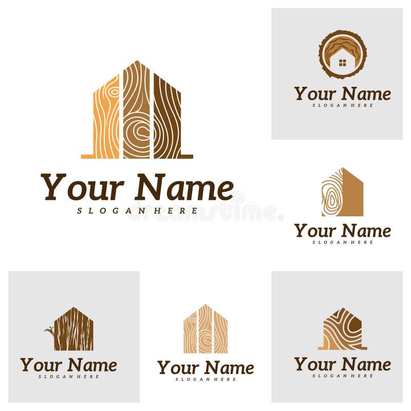 Set of Wood House Logo Design Template. Creative Wood Logo Vector ...