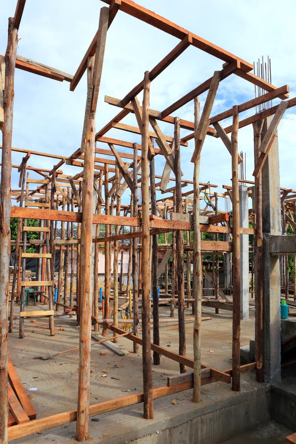 Set of Wood Pine Timber for New Home Construction Stock Photo - Image ...