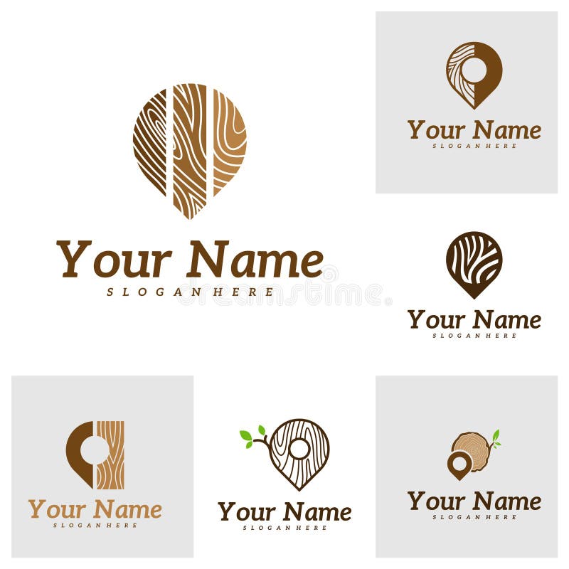 Set of Wood Point Logo Design Template. Creative Wood Logo Vector ...
