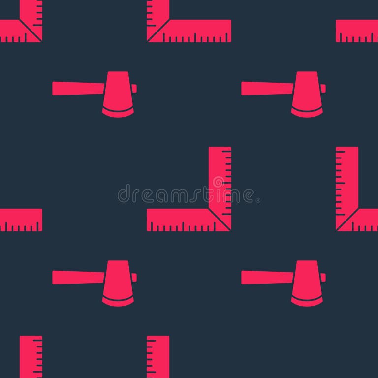 Set Wooden Axe and Corner Ruler on Seamless Pattern. Vector Stock ...