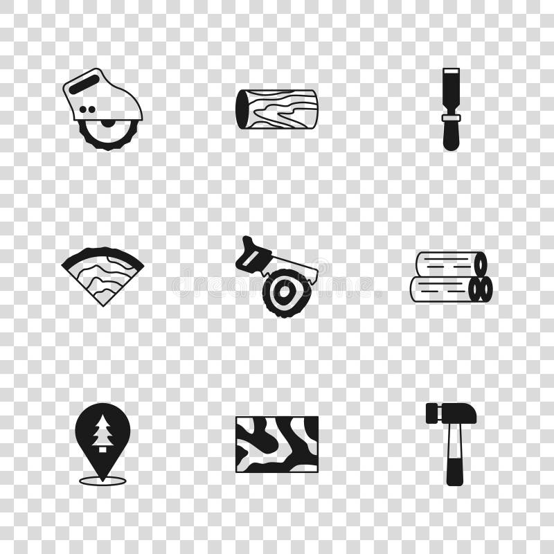 Set Wooden Beam, Log, Hammer, Hand Saw and, Chisel Tool, Electric ...