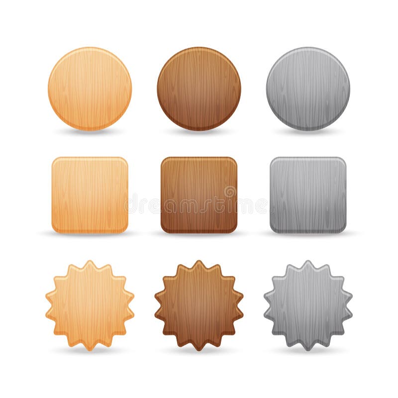 Set of wooden buttons stock vector. Illustration of creative - 97952878