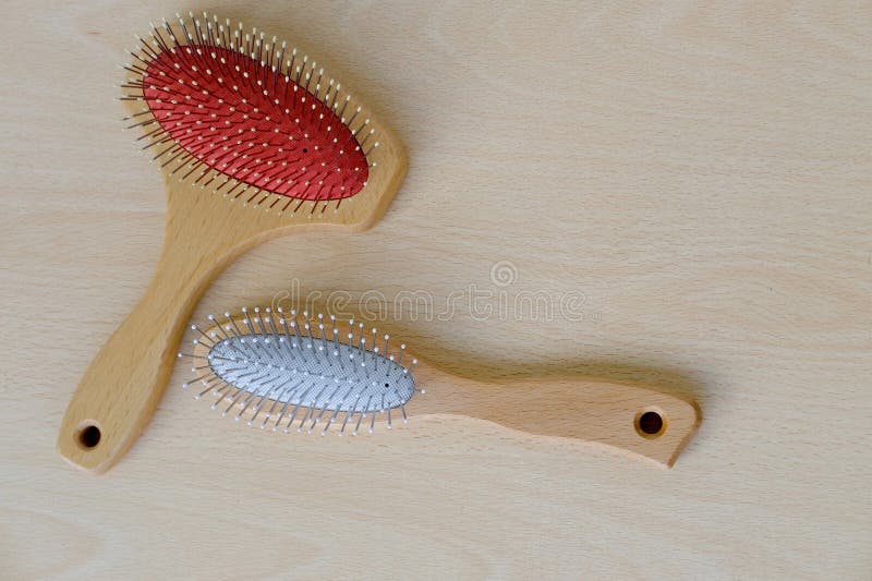 Set of Wooden Combs with Metal Teeth of Longitudinal and Transverse ...