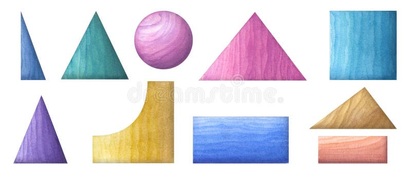 Set of Wooden Geometric Bricks. Multicolored Kid Building Blocks for ...