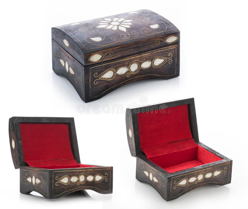 Set of Wooden Gift Box from Various Angles , Wood Box Set Isolated on ...