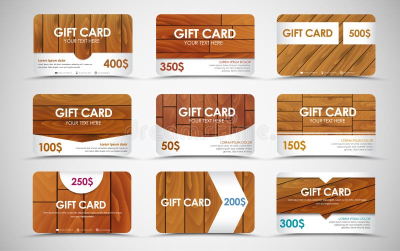 Set of wooden gift cards stock vector. Illustration of decorative ...