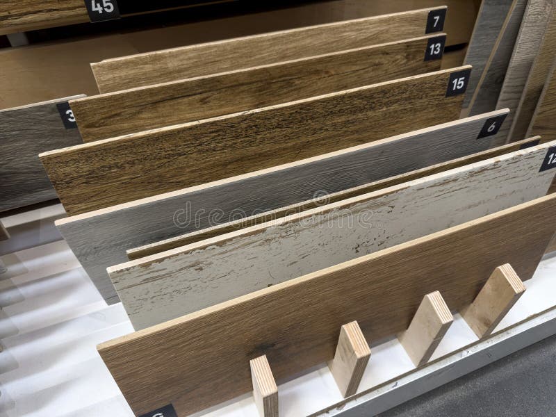 Set Wooden Laminate Sheets Hanging on Store, Texture for Flooring and ...