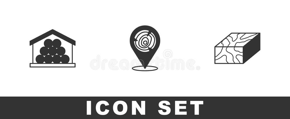 Set Wooden Logs, and Beam Icon. Vector Stock Illustration ...