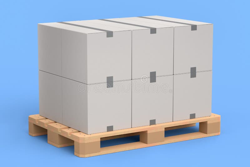 Set of Wooden Pallet for Warehouse Cargo Storage with Cardboard Boxes ... Set of Wooden Pallet for Warehouse Cargo Storage with Cardboard Boxes ...