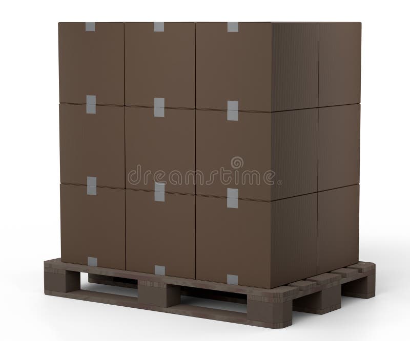 Set of Wooden Pallet for Warehouse Cargo Storage with Cardboard Boxes ... Set of Wooden Pallet for Warehouse Cargo Storage with Cardboard Boxes ...