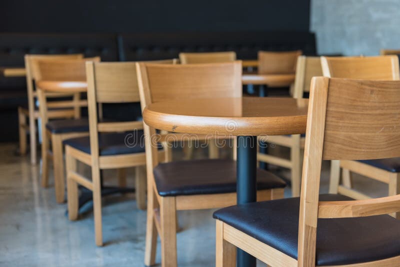 Set of Wooden Round Table and Chair Stock Photo - Image of cafe ...