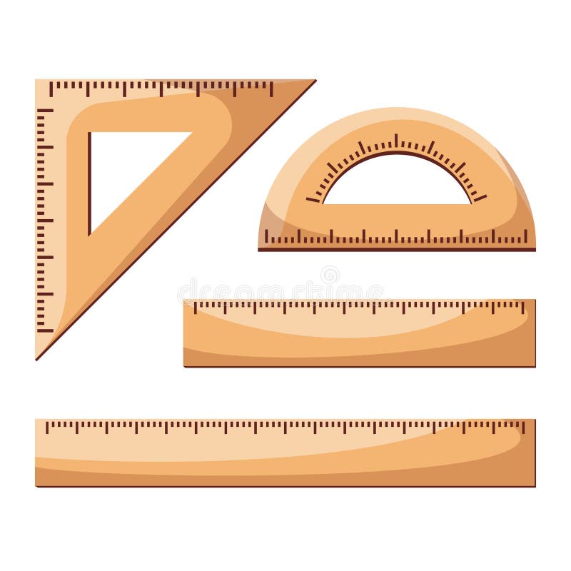 Set of Wooden Rulers. Triangular Ruler, Protractor. Back To School ...