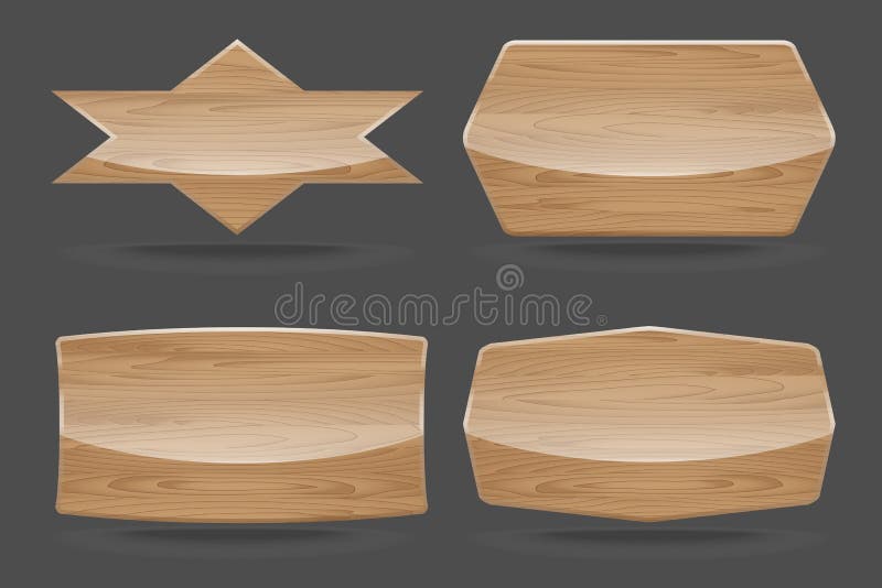 Set Wooden Sign Boards with Glossy Stock Vector - Illustration of board ...