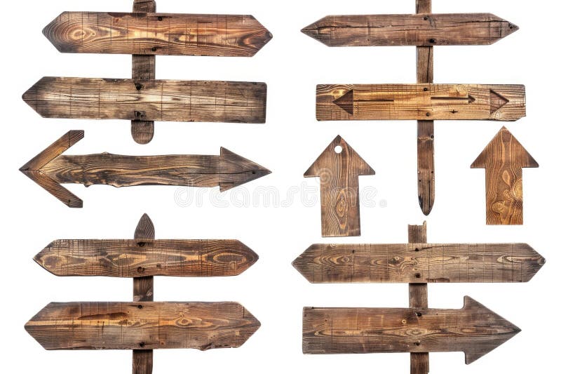 A Set of Wooden Signs Pointing in Various Directions, Useful for Maps ...