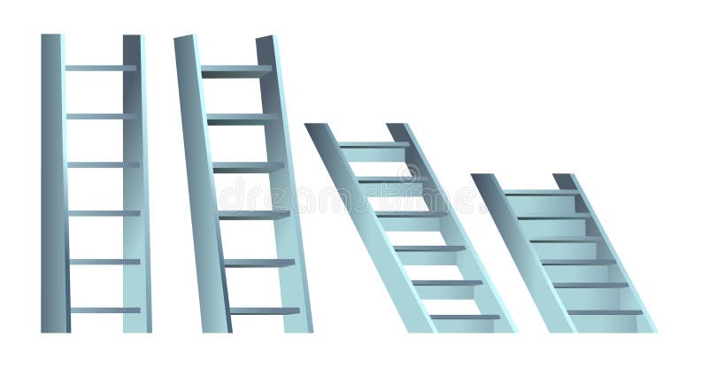 Set of Wooden Stairs and Steps. Cartoon Style. Object Isolated on White ...