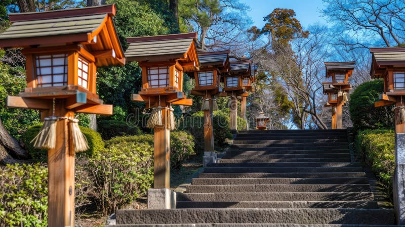 A Set of Wooden Steps Leading Up a Hillside in a Japanese Forest. the ...