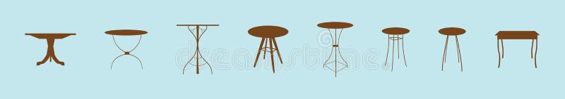 Set of Wooden Table Cartoon Icon Design Template with Various Models ...