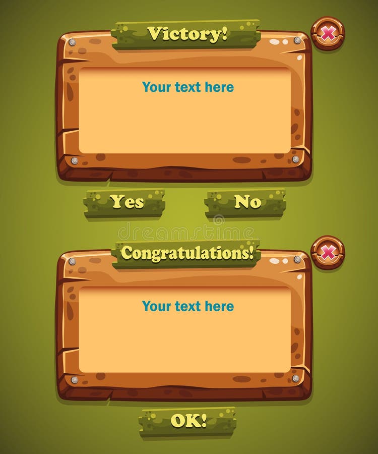 User Interface for Computer Games and Web Design with Buttons, Prizes ...