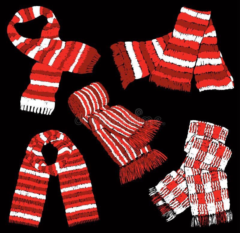 Set of the Wool Knitted Scarves Stock Vector - Illustration of scarves ...