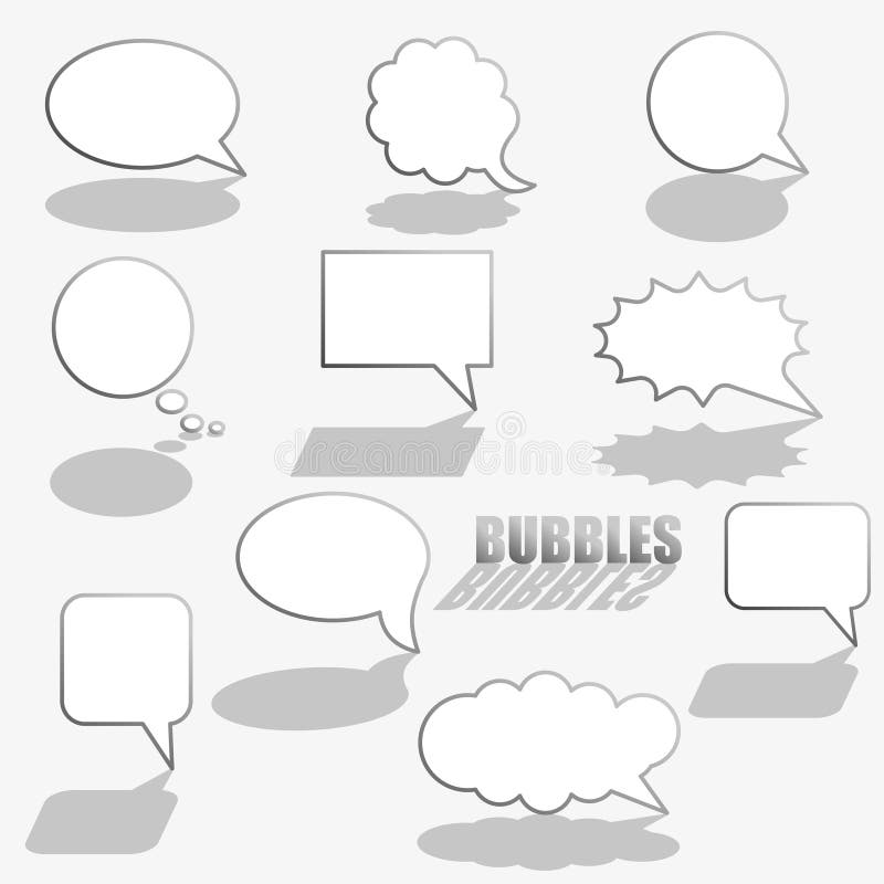 Set of Word Bubbles with Shadow. Different Bubbles for Communication ...