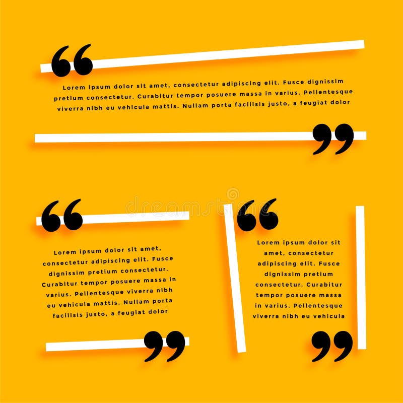 Set of Word Punctuation Inverted Comma Yellow Template Design Stock ...
