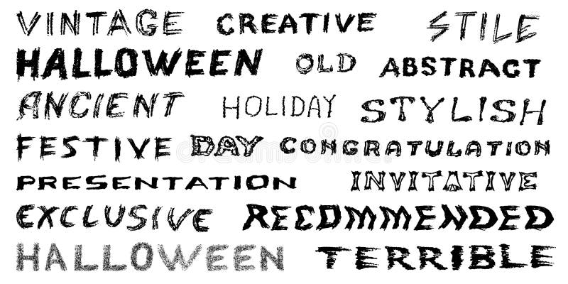 Set of Words. Font in an Unusual Style. a Set of Words with Creative ...